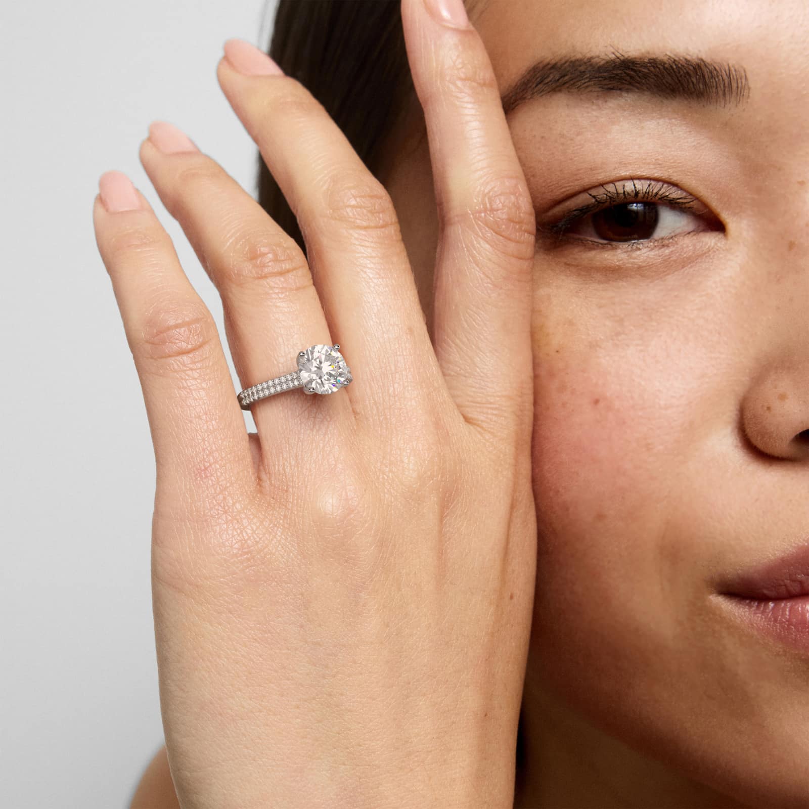 Now + Forever Split Shank Pave Lab-Grown Diamond Engagement Ring ...